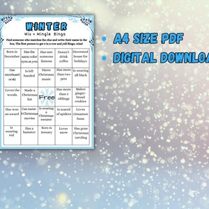 Winter Mix & Mingle Bingo Game, Christmas Find the Guest Bingo Game ...