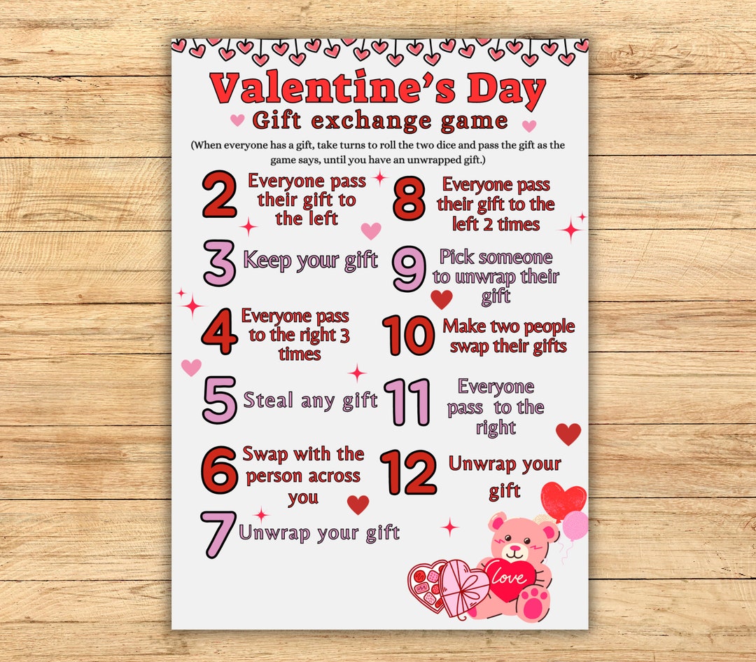 Valentine Gift Exchange Dice Game, Roll the Dice Galentine Gift ...