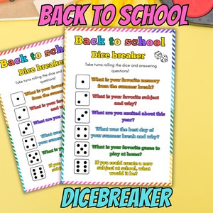 Dicebreaker Roll and Tell Game, Back to School, Icebreaker Activity for ...