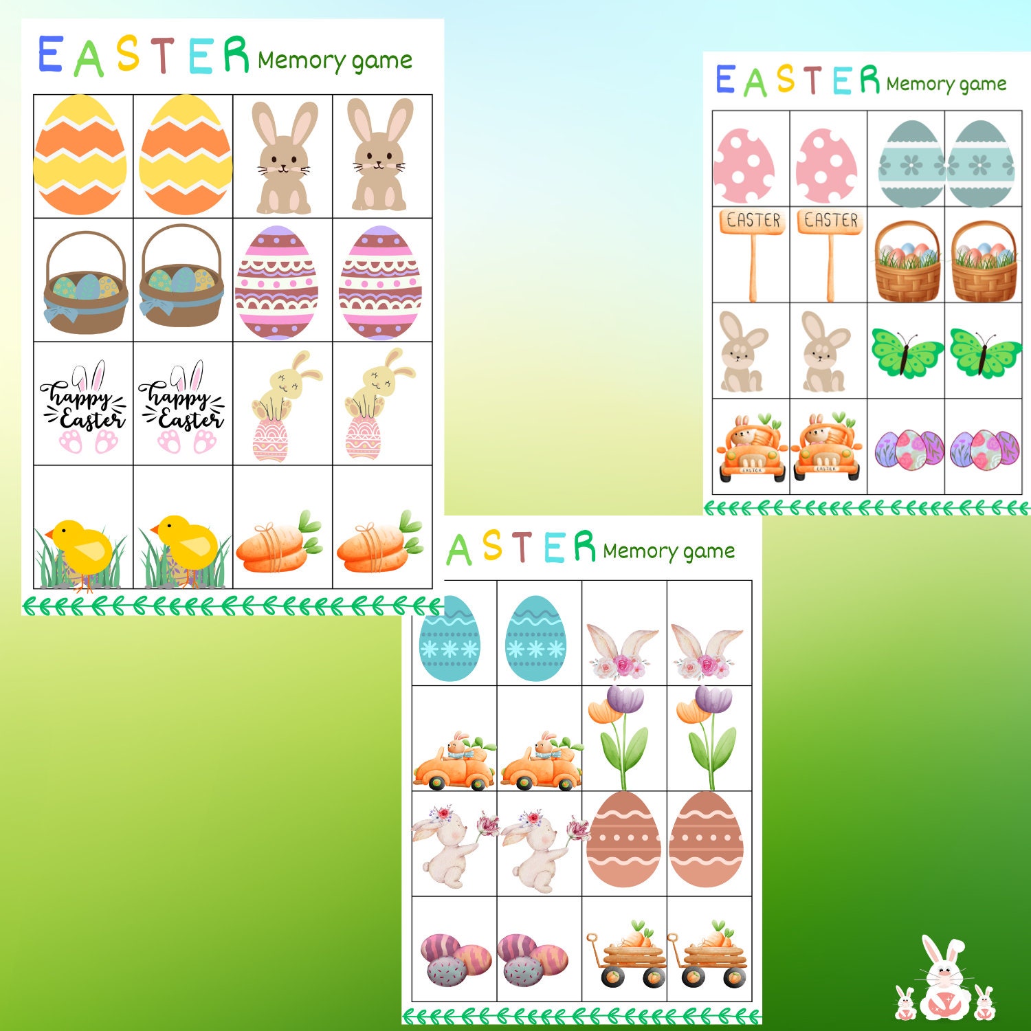 Easter Memory Game, Printable Spring Easter Matching Game, Matching ...