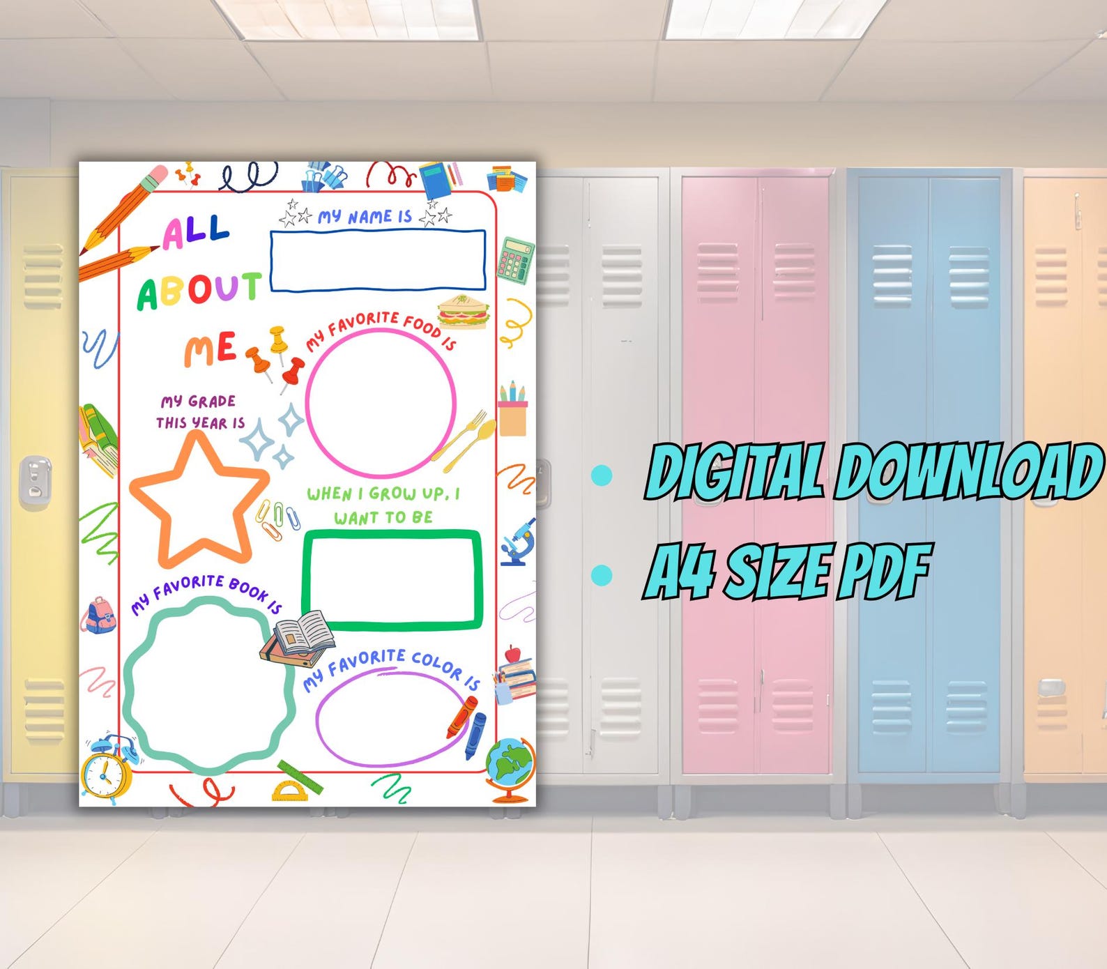 Back to School Interview, First Day of School Printable, All About Me ...