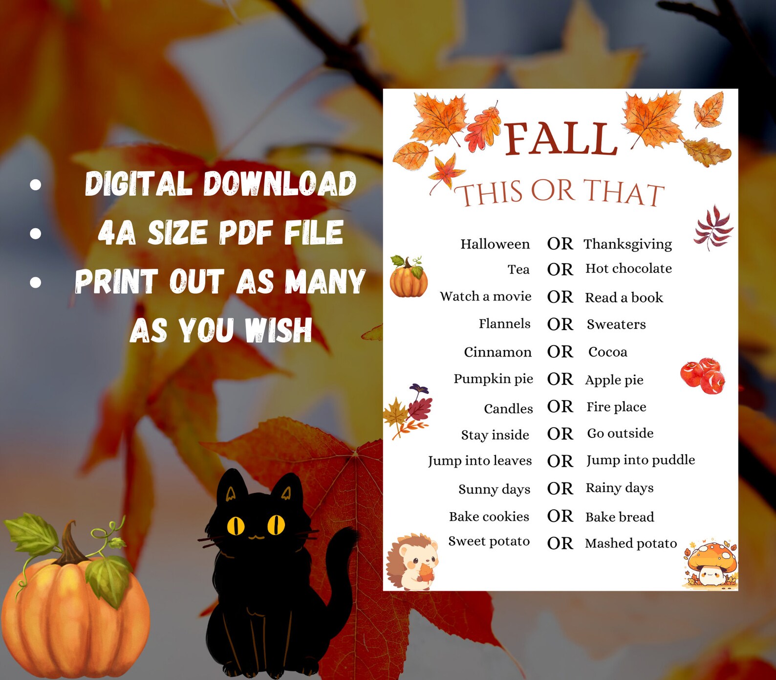 Fall This or That Game, Printable Autumn Party Game, Fall Time ...