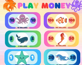 Play Money Printable Kids Pretend Money Learning Money Kids Pretend ...
