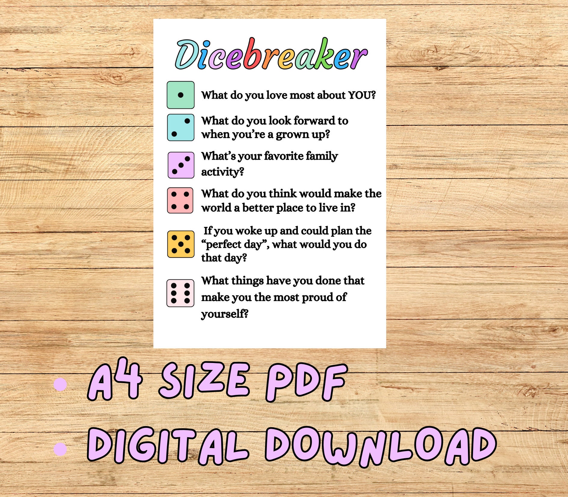 Dicebreaker Roll and Tell Game, Back to School, Icebreaker Activity for ...