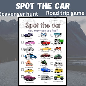 Spot the Car Road Trip Game, Car Scavenger Hunt, Printable Game for ...