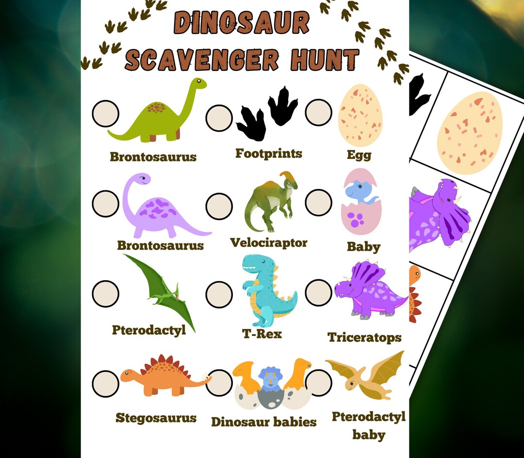 Dinosaur Treasure Hunt, Kids Birthday Party Games, Dinosaur Scavenger ...