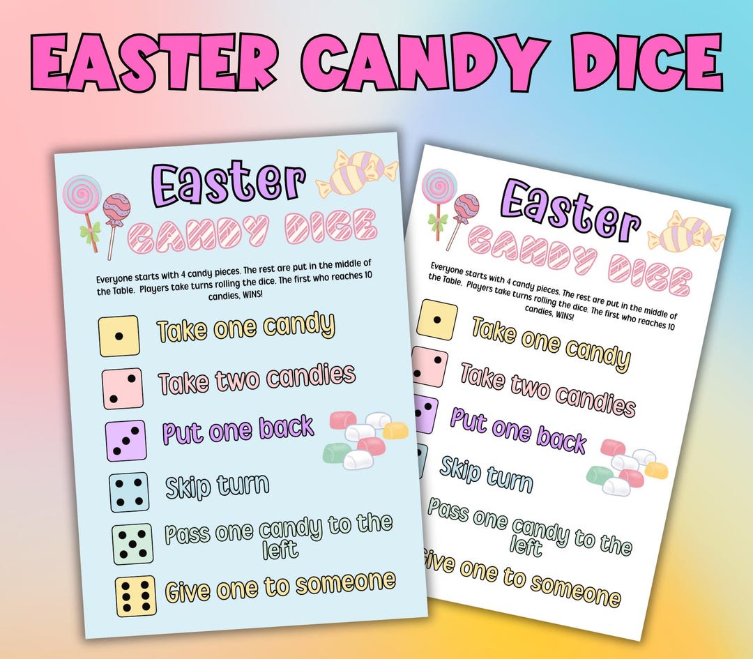 Easter Candy Dice Game, Easter Activity, Easter Party Game, Classroom ...