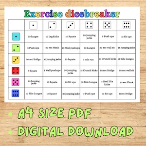 Fitness and Exercise Dicebreaker, Wall Exercise, Pilates Challenge, Abs ...