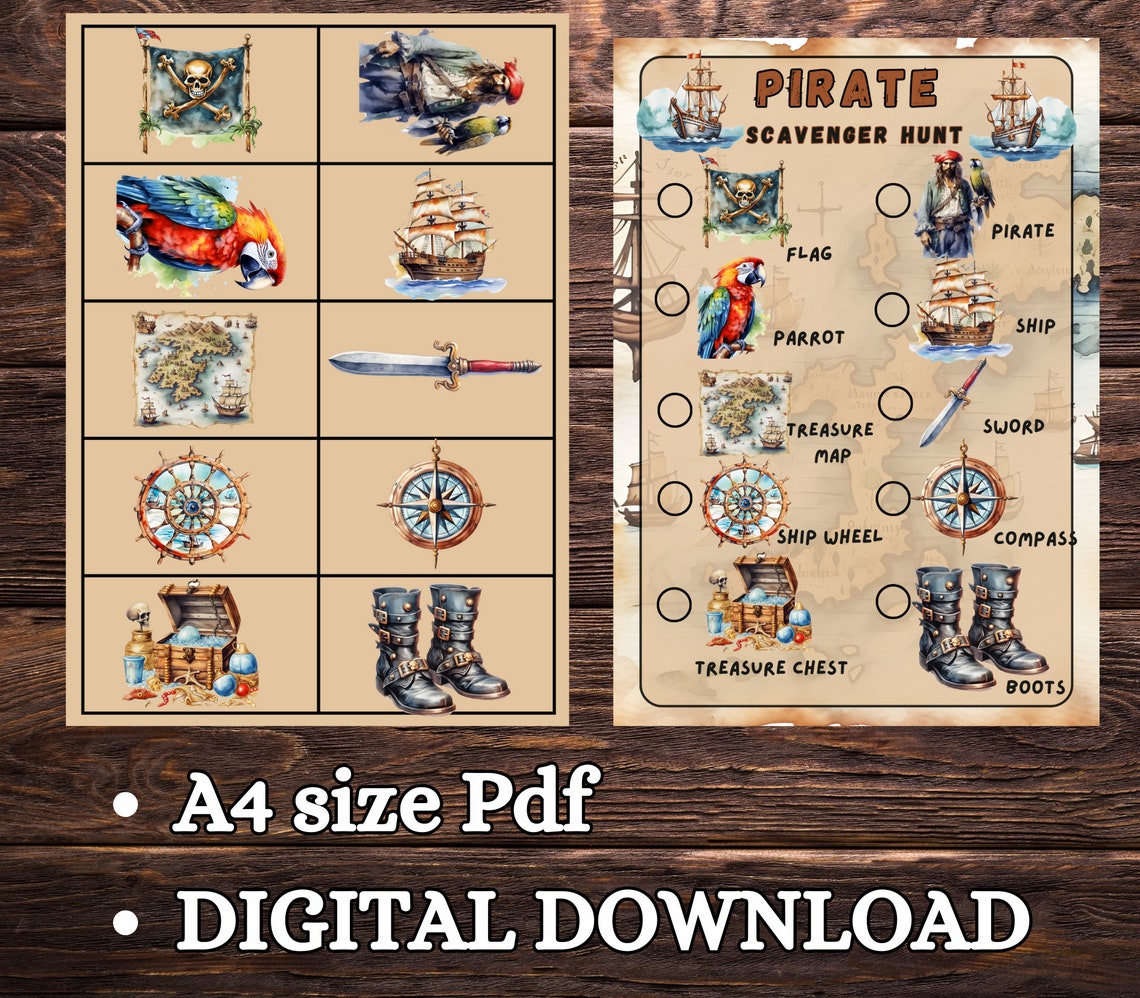 Pirate Themed Scavenger Hunt, Child / Kids Birthday Party Games, Pirate ...