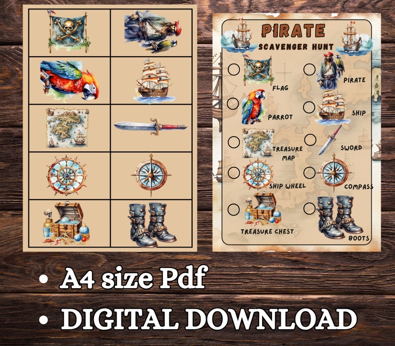 Pirate Themed Scavenger Hunt, Child / Kids Birthday Party Games, Pirate ...