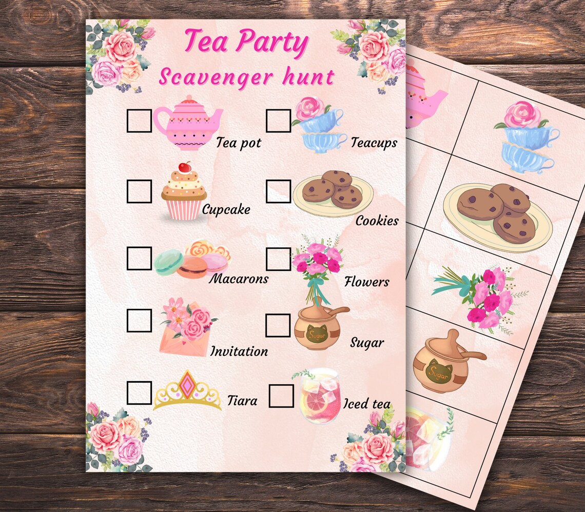 Tea Party Scavenger Hunt, Printable Teaparty Scavenger Game, School ...