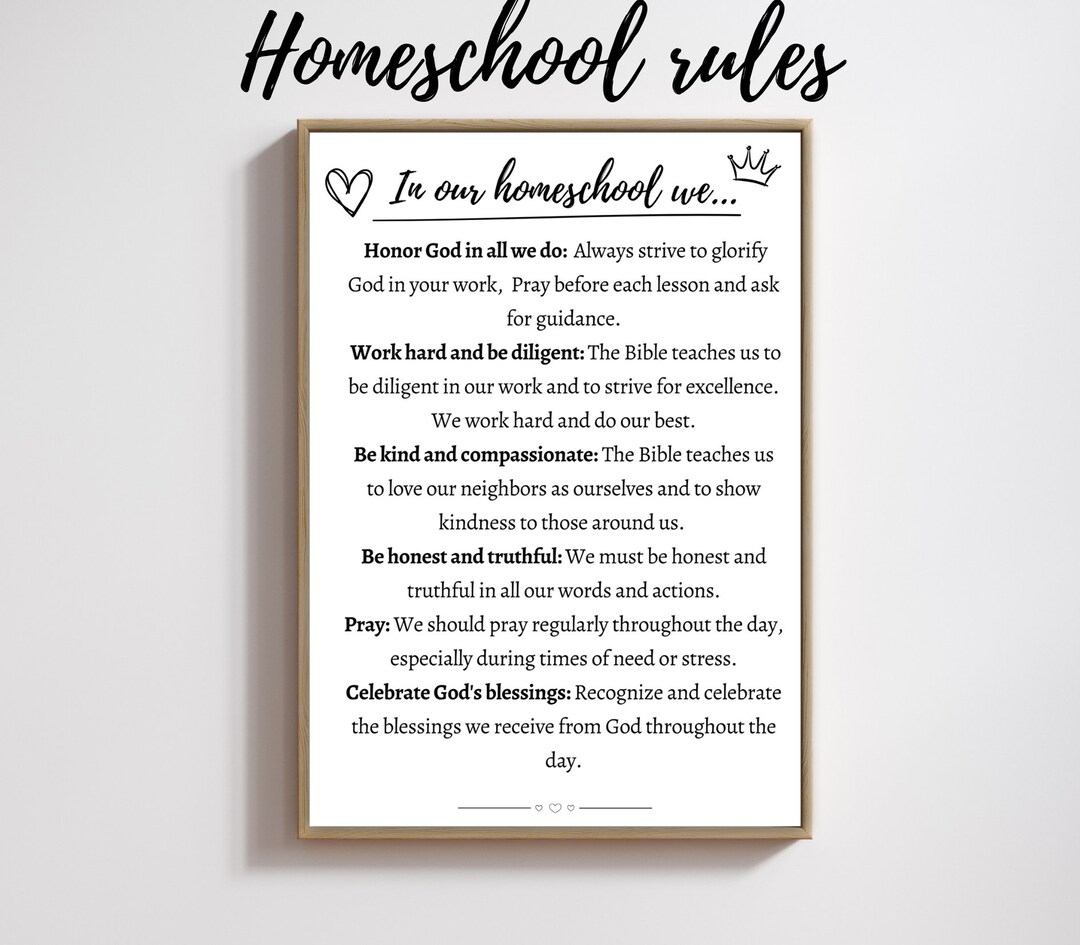 Homeschool Rules, Christian Homeschool Decor, Homeschool Poster ...