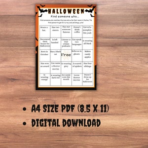 Halloween BINGO Game, Halloween Find the Guest BINGO, Halloween Party ...