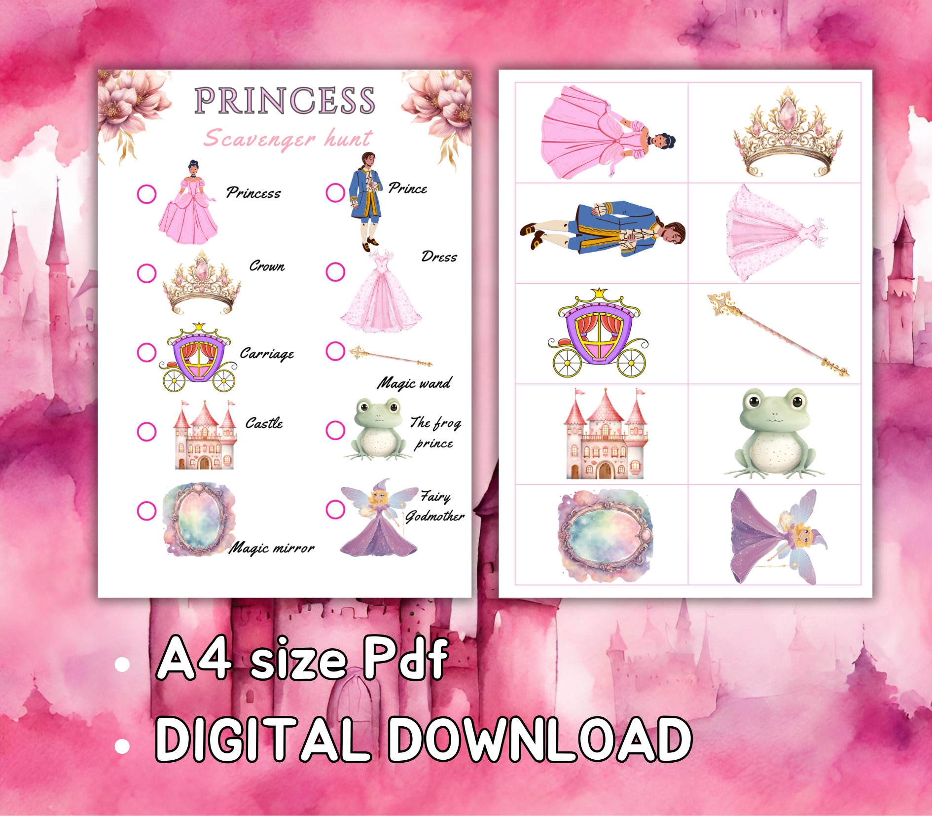 Princess Scavenger Hunt, Kids Birthday Party Game, Fairy Tale Scavenger ...