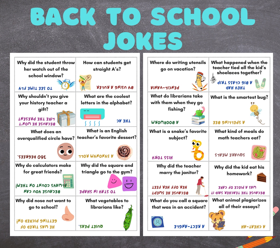 Back to School Jokes for Kids, Printable Back to School Lunchbox Notes ...