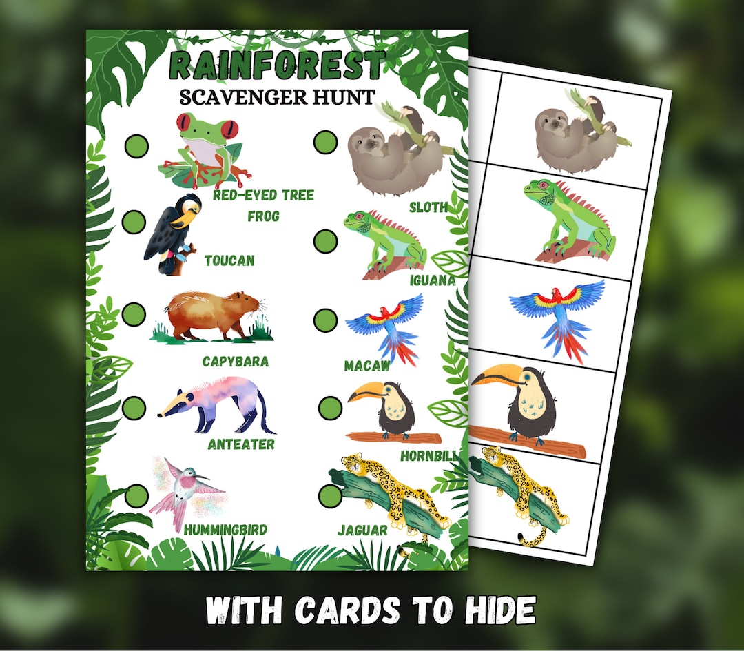 Jungle Scavenger Hunt, Rainforest Scavenger Hunt, Kids Birthday Party ...