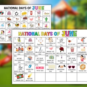 Printable June National Days Calendar, Fun Family Calendar, June ...