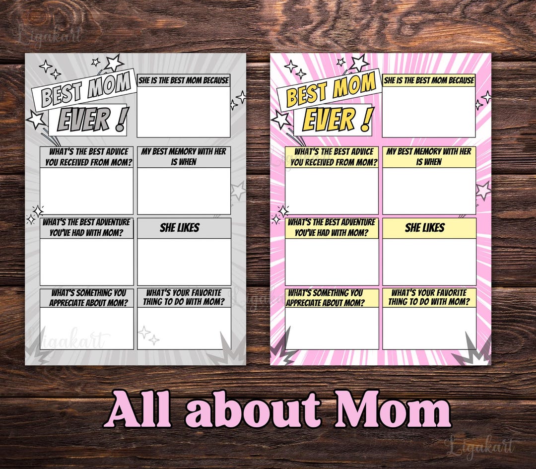 Mother's Day Questionnaire, All About My Mom, Card for Mom, Activity ...
