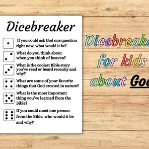 Icebreaker Game, Christian Dicebreaker for Kids, Sunday School Game ...