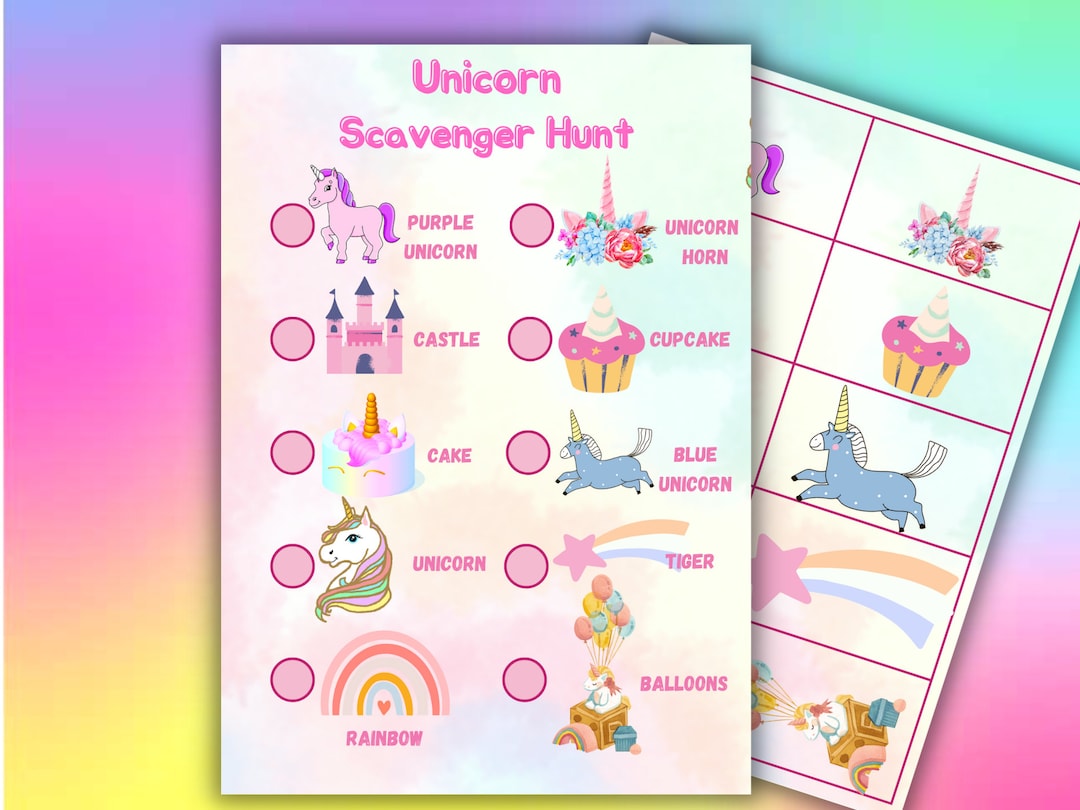 Unicorn Themed Scavenger Hunt | Child / Kids Birthday Party Games ...
