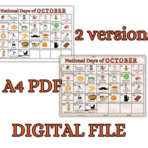 2025 Fun October Holiday Calendar, Printable OCTOBER National Days ...