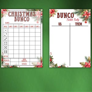 Christmas Bunco Cards, Christmas Bunco Score Sheets, Bunco Night, Bunco ...