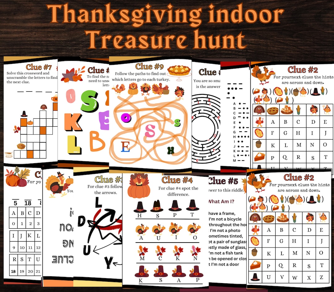 Thanksgiving Treasure Hunt, Scavenger Hunt, Printable Thanksgiving ...