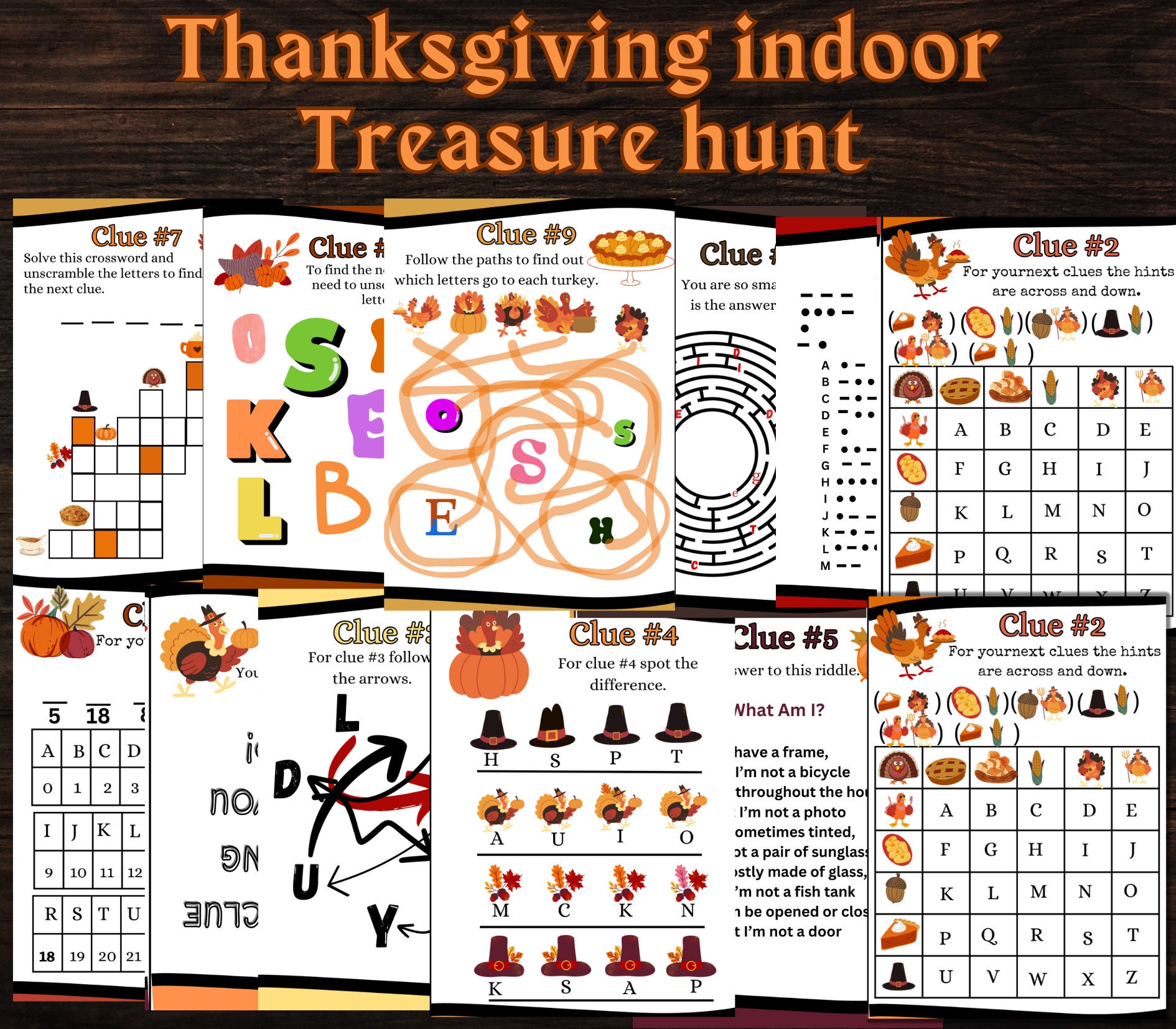 Thanksgiving Treasure Hunt, Scavenger Hunt, Printable Thanksgiving ...