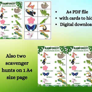 Rainforest Scavenger Hunt, Jungle Scavenger Hunt, Kids Birthday Party ...