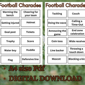 Football Pictionary Game, Football Party Games, Printable Football ...