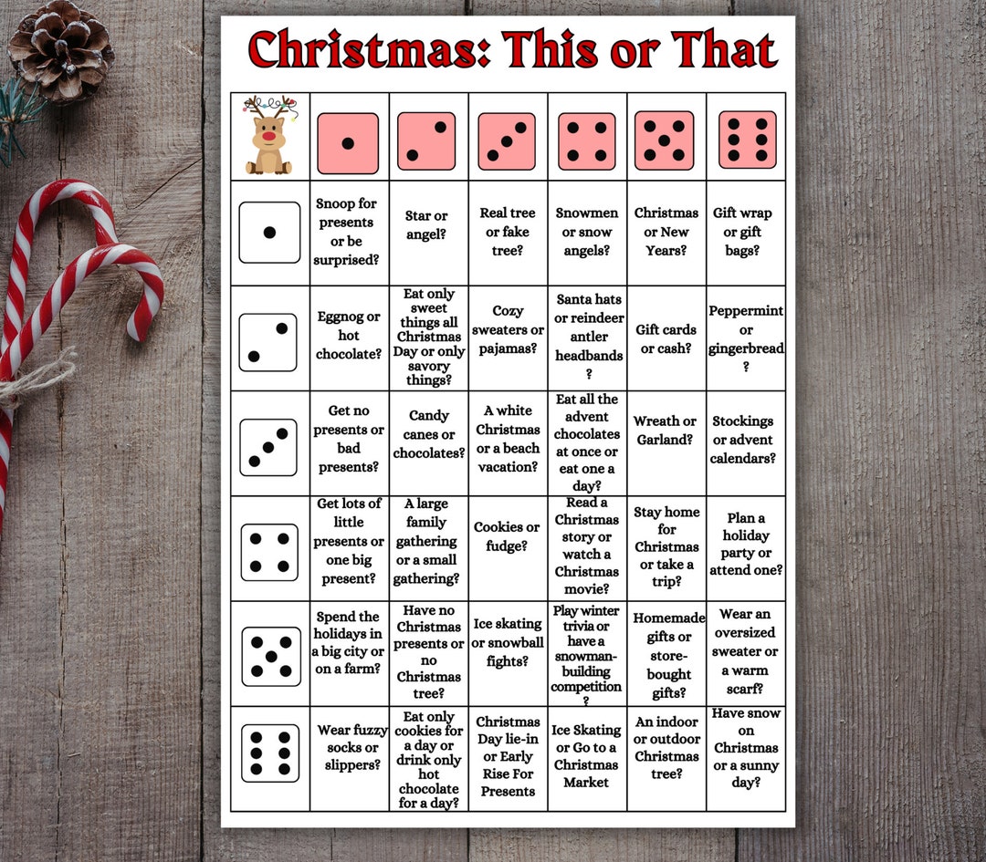 Christmas Game Printable, Christmas Would You Rather, Classroom ...