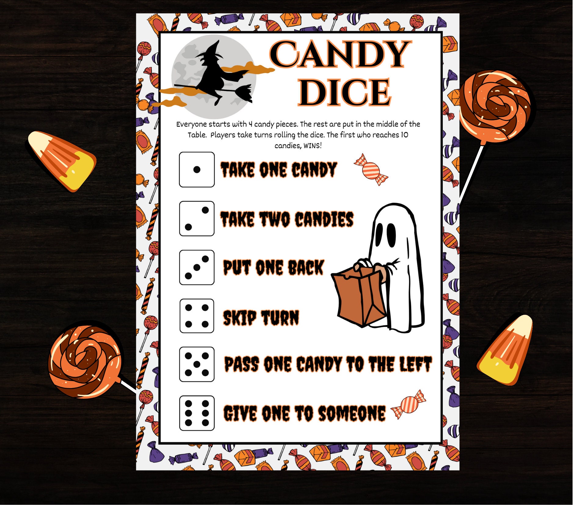 Halloween Candy Dice Game, Halloween Activity, Halloween Party Game ...