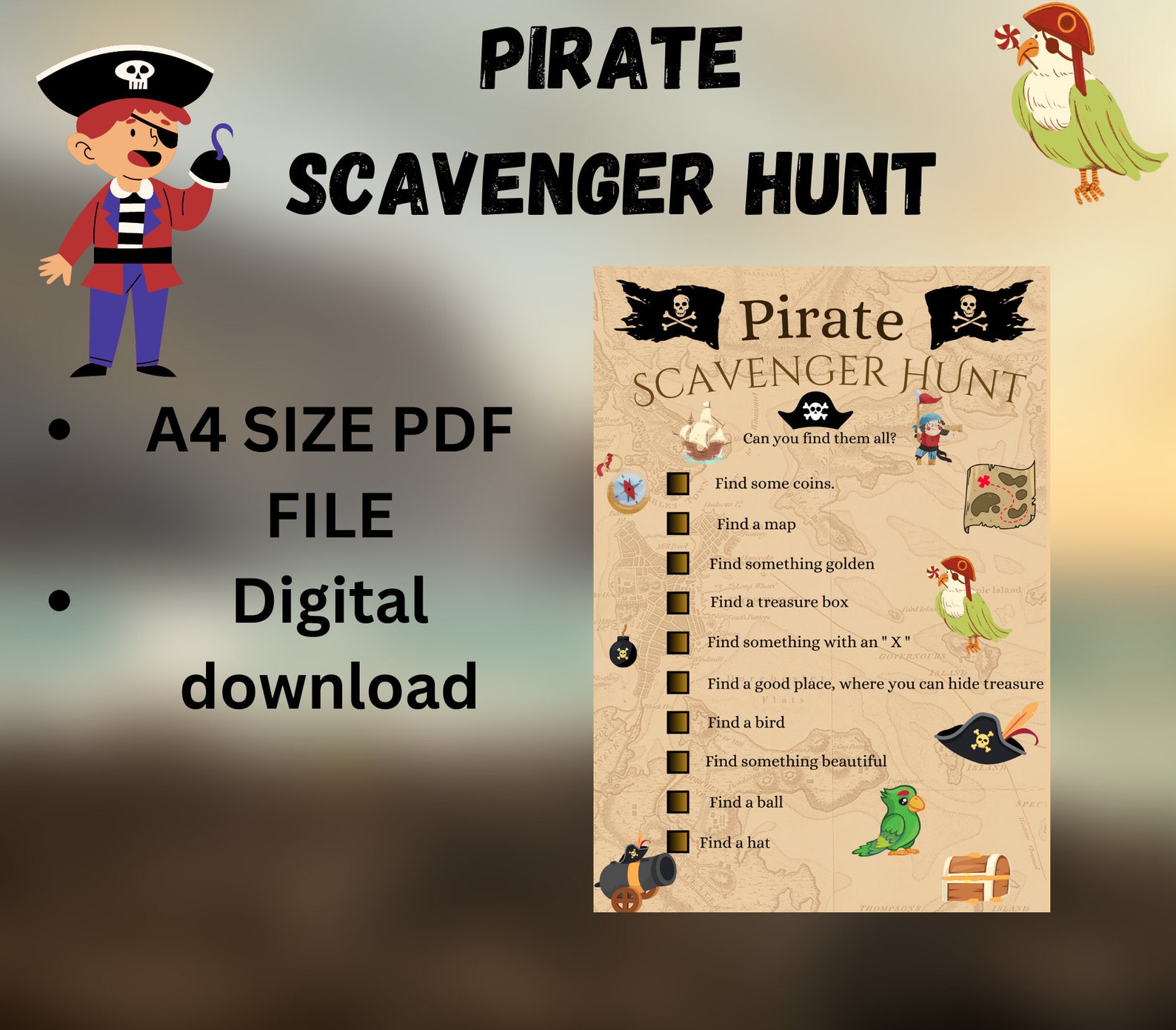 Pirate Themed Scavenger Hunt Child / Kids Birthday Party - Etsy