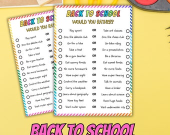 Back to School Game Printable, Back to School Would You Rather ...