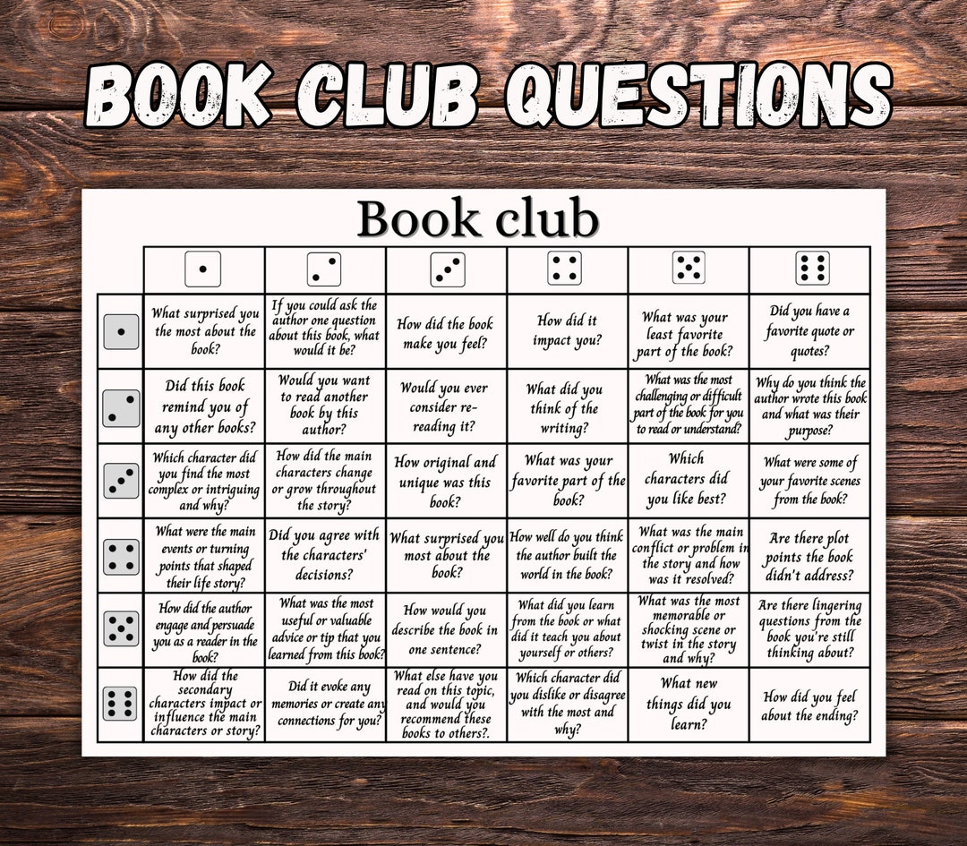 Book Club Discussion Questions Printable, Bookclub Cards, Discussion ...