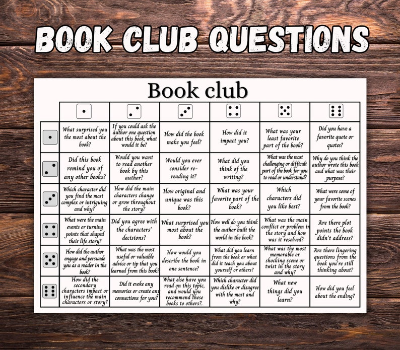 Book Club Discussion Questions Printable, Bookclub Cards, Discussion ...