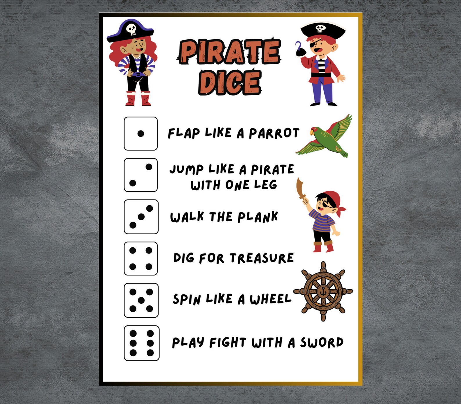 Dicebreaker Pirate Game, Exercise Game, Pirate Game, Pirate Party Game ...