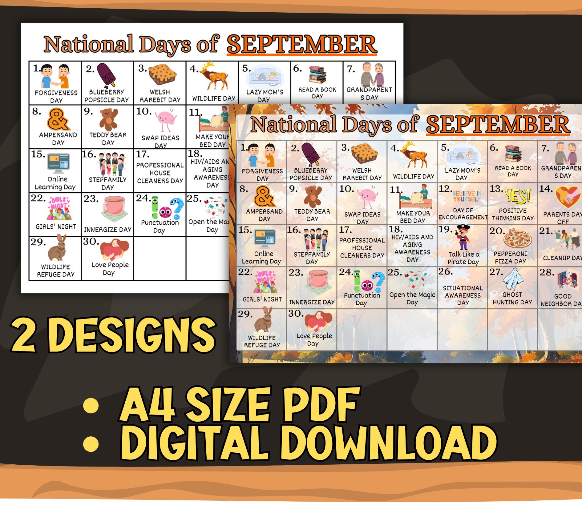 2025 September National Days Calendar, Fun Calendar, September Holiday ...