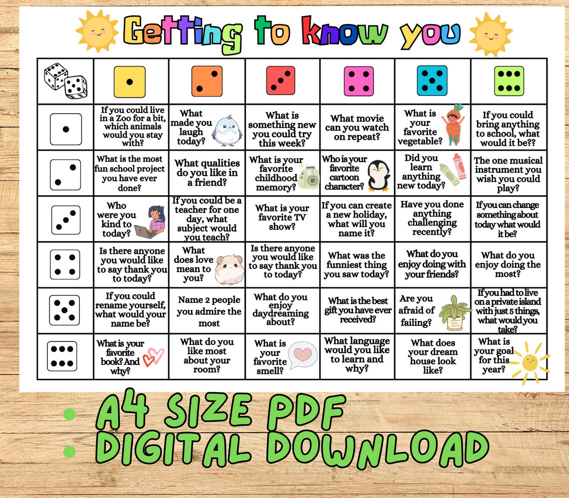 Dicebreaker Roll and Tell Game, Back to School, Icebreaker Activity for ...