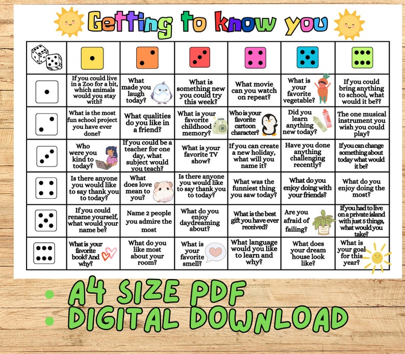 Dicebreaker Roll and Tell Game, Back to School, Icebreaker Activity for ...