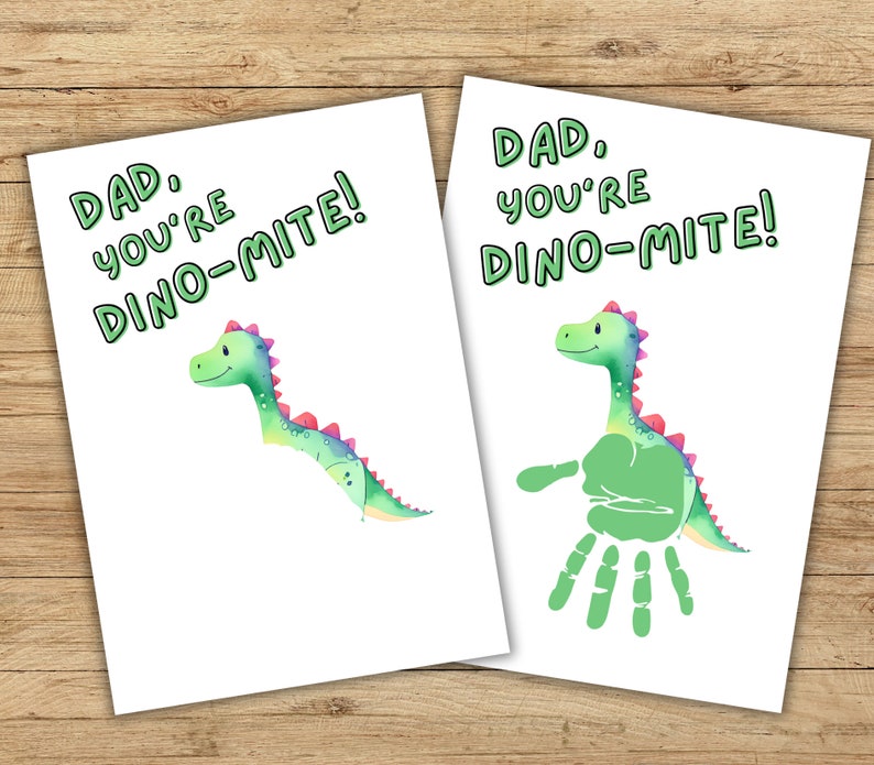 Father's Day Dinosaur Pun Printable, Kids' Handprint Keepsake, You're a ...