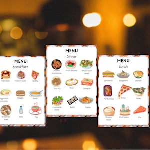 Pretend Play Restaurant Menu Bundle, Kids Kitchen Play Menus, Preschool ...