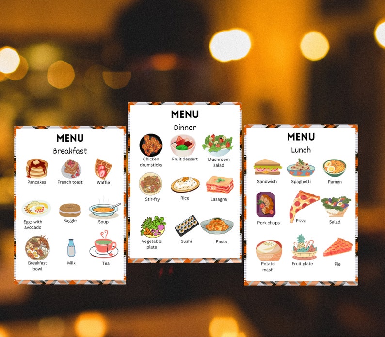 Pretend Play Restaurant Menu Bundle, Kids Kitchen Play Menus, Preschool ...