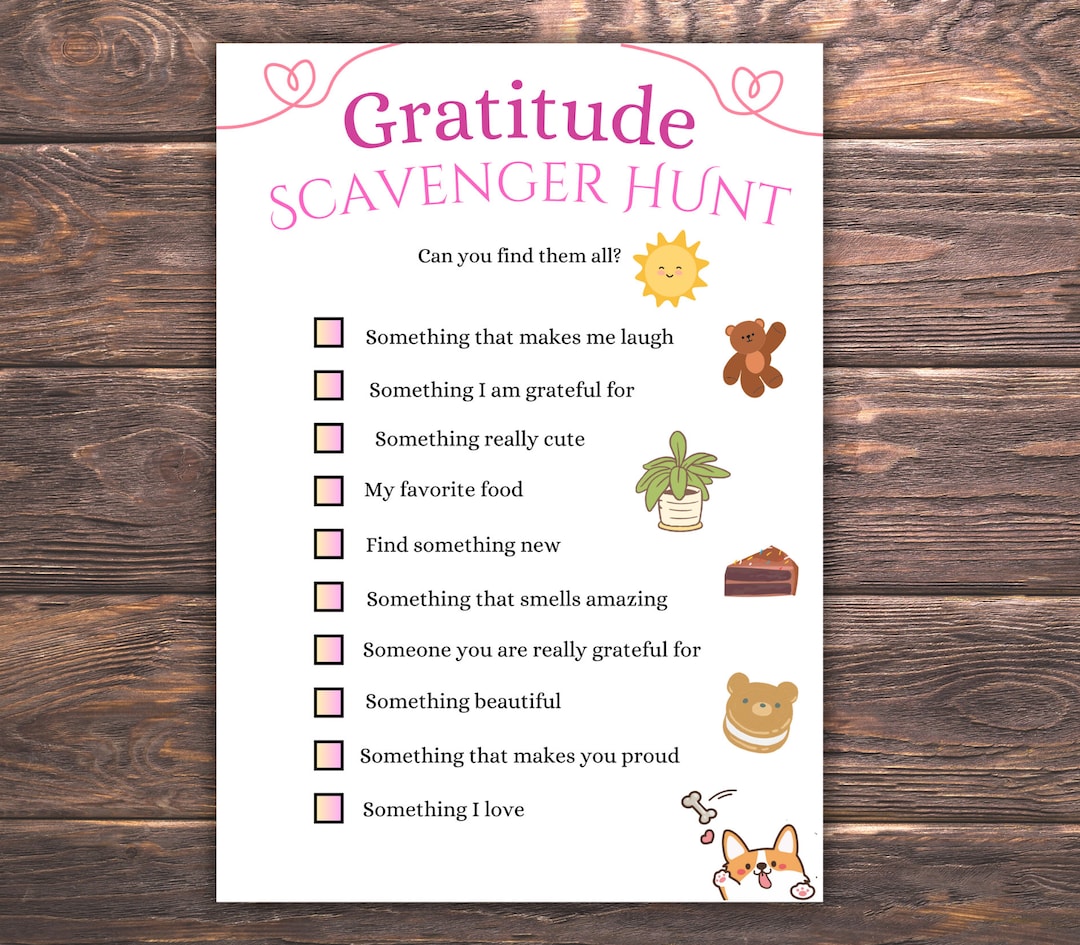 Gratitude Scavenger Hunt, Things I Love Treasure Hunt, Thanksgiving ...