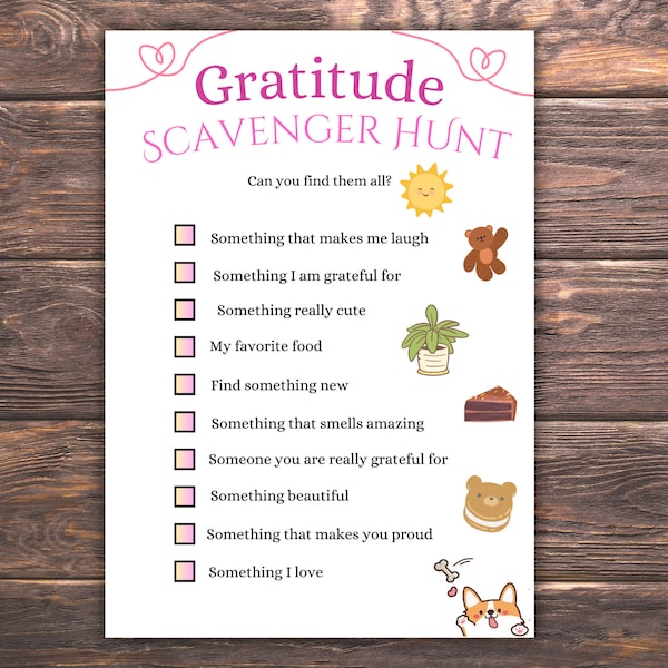 Gratitude Scavenger Hunt - Etsy