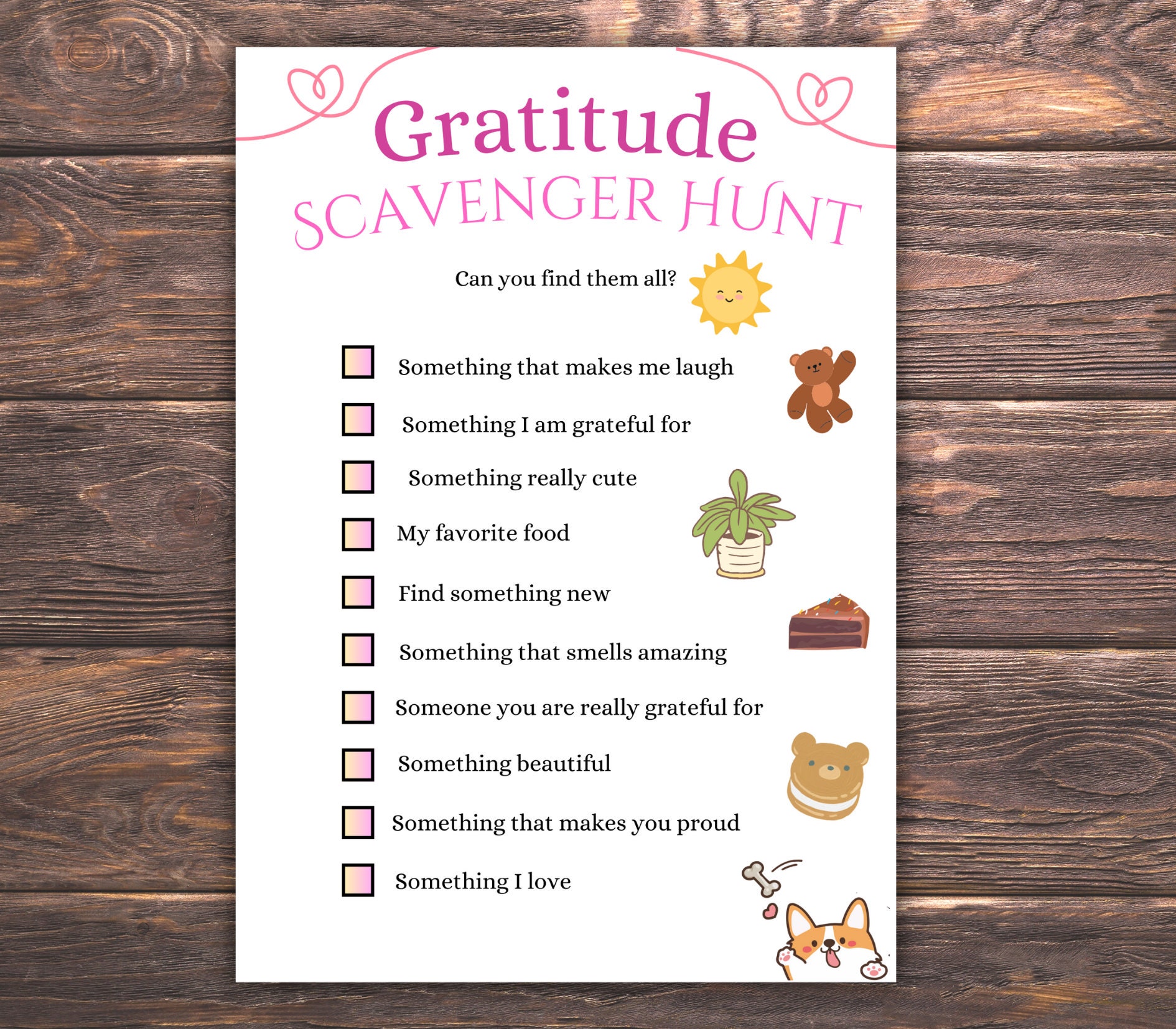 Gratitude Scavenger Hunt, Things I Love Treasure Hunt, Thanksgiving ...