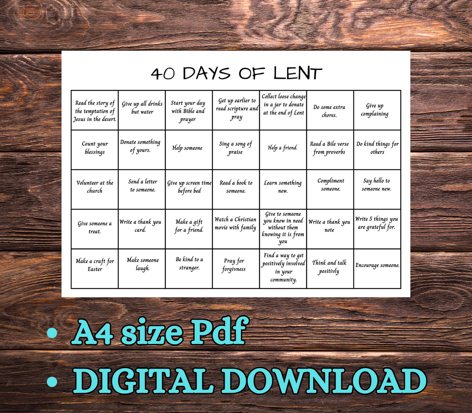 Lent Activity Calendar for Kids, 40 Days Lenten Calendar, Ash Wednesday ...