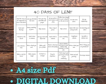Lent Activity Calendar for Adults, 40 Days Lenten Calendar, Ash ...