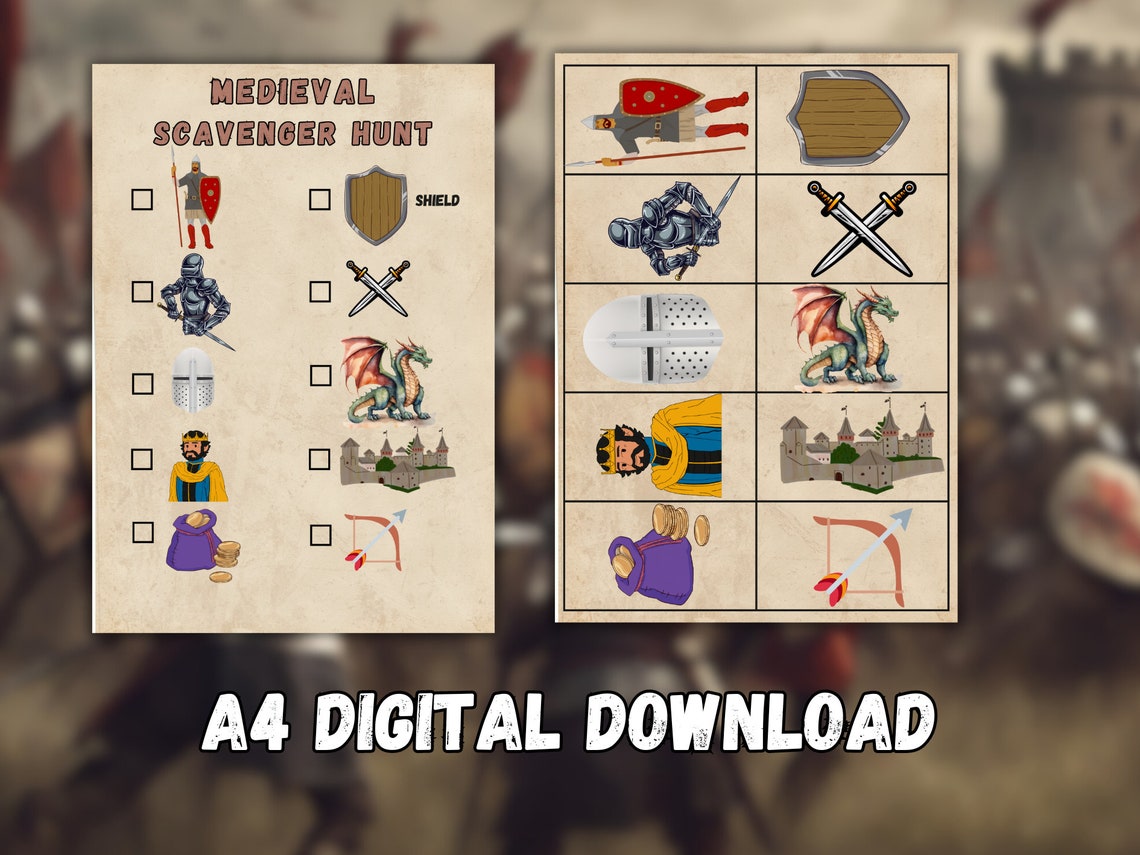 Medieval Treasure Hunt, Kids Birthday Party Games, Knight Scavenger ...