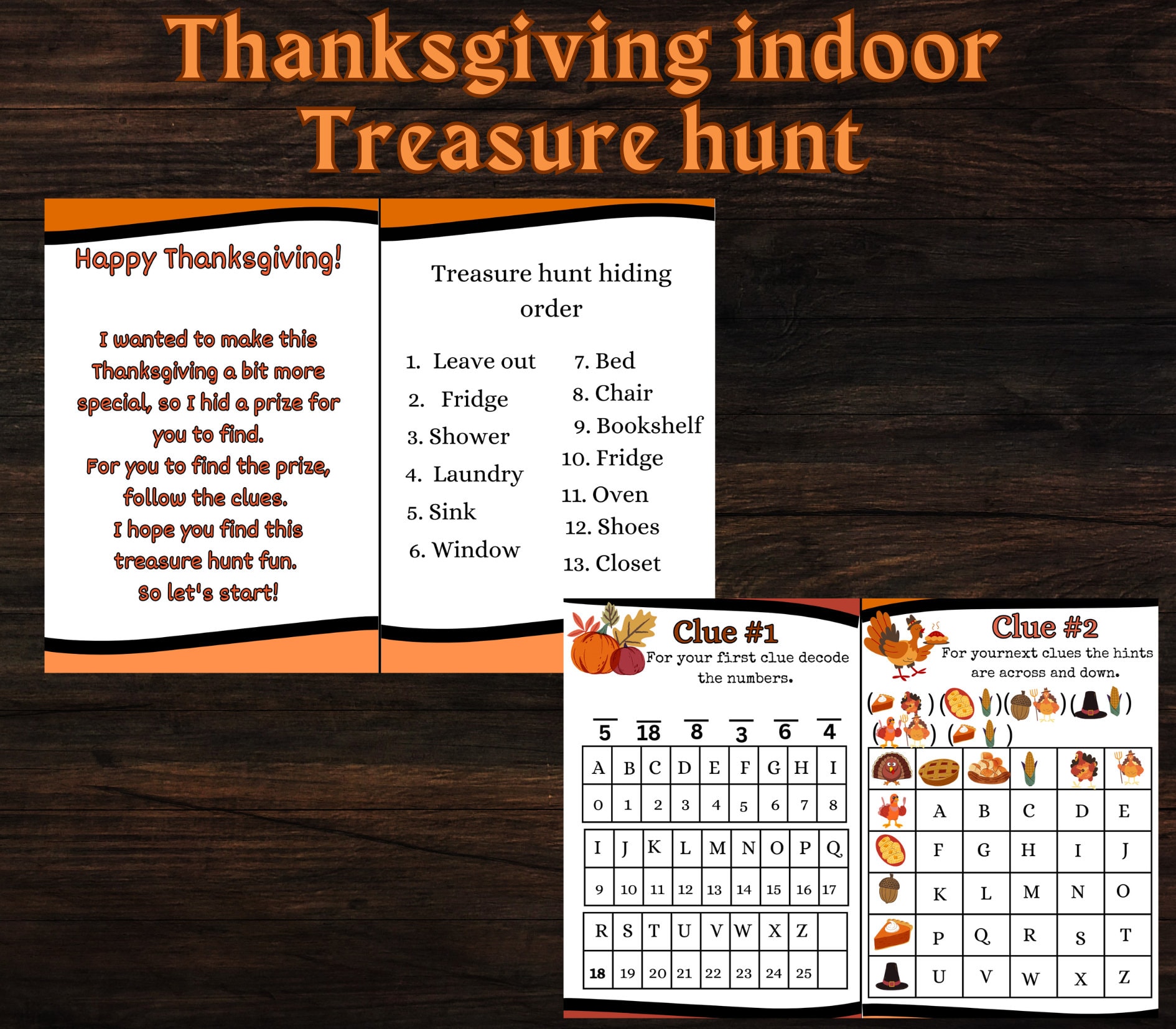 Thanksgiving Treasure Hunt, Scavenger Hunt, Printable Thanksgiving ...